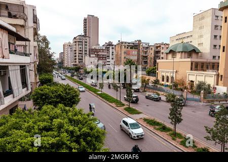 Beirut city skyline. Modern buildings, old buildings, military ...
