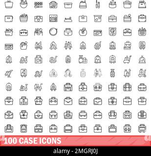 100 case icons set. Outline illustration of 100 case icons vector set ...
