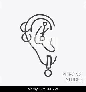 Piercing Studio Logo Template. Pierced Tongue Icon Stock Vector Image ...