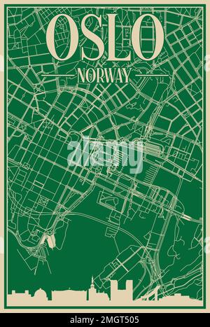 Road network poster of the downtown OSLO, NORWAY Stock Vector Image ...