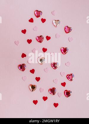 Pink valentines day background with different sweet hearts. Valentine ...