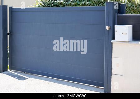 portal grey high slide modern home steel gray door and barrier fence ...