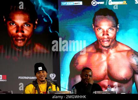 Anthony Yarde (left) and Tunde Ajayi during a press conference at Brent ...