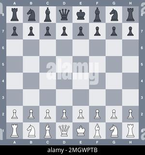 Chess board start positions. Simple vector chessboard with pieces in ...
