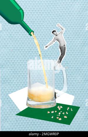 Collage artwork graphics picture of funky funny guy xmas illumination ...