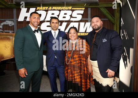 Josh Mauga, from left, Cliff Curtis, Joe Anoa'i and John Tui are seen ...