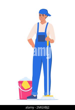 girl with mop and laundry in cleaning room Stock Vector Image & Art - Alamy