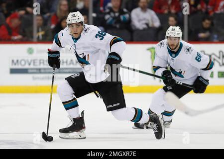 San Jose Sharks defenseman Mario Ferraro during an NHL hockey game ...