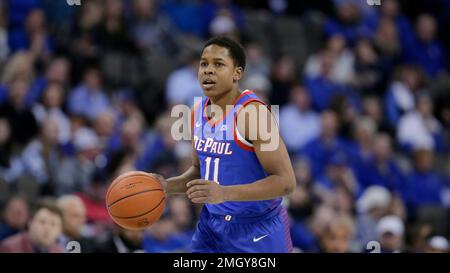 DePaul's Charlie Moore (11) during the first half of an NCAA college ...