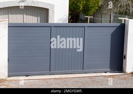 slide grey house steel sliding door aluminum gate at modern home ...