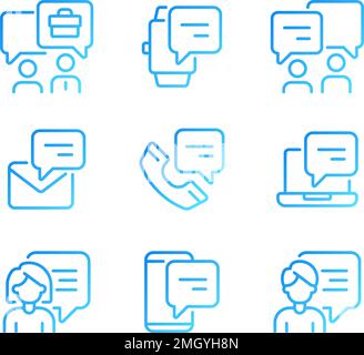 Chat bubbles in business pixel perfect linear icons set Stock Vector ...