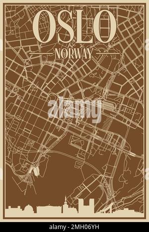 Road network poster of the downtown OSLO, NORWAY Stock Vector Image ...