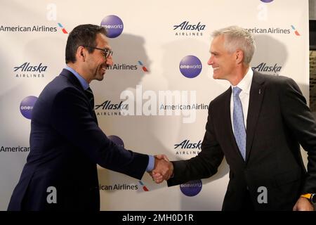 Alaska Airlines President Ben Minicucci speaks at a news conference ...