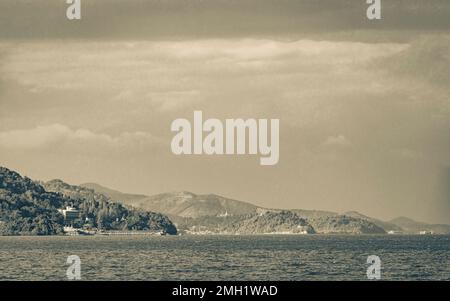 Tropical Paradise island Pulo Ru and Kawthaung landscape panorama view ...