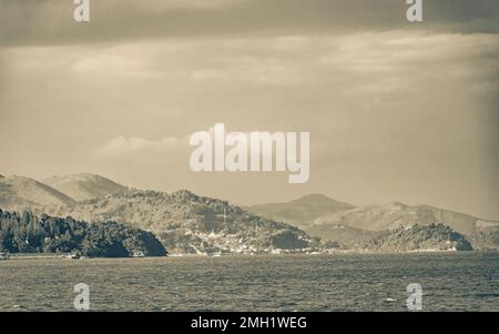 Tropical Paradise island Pulo Ru and Kawthaung landscape panorama view ...