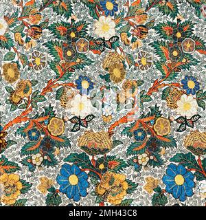 Blooming flowers pattern background vector vintage style Stock Vector ...