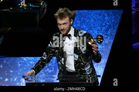 Finneas O'Connell accepts the award for producer of the year, non ...