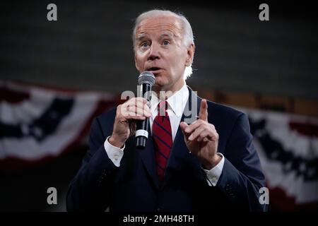 President Joe Biden speaks at the Steamfitters Local 602 in Springfield ...