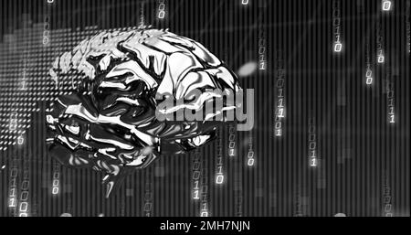 Composite of human brain, binary coding and data processing Stock Photo ...