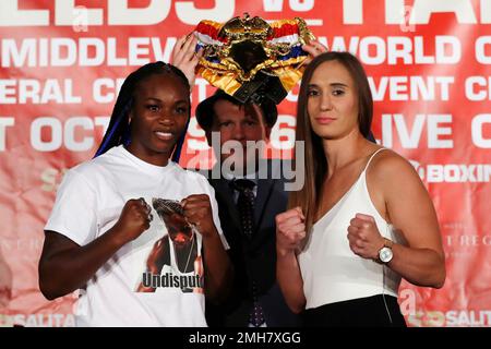 Claressa Shields during the weigh-in at the Genesis Cinema, London ...