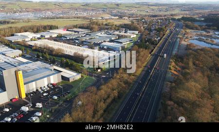 Aerial drone view of M80 at Wardpark Cumbernauld Stock Photo - Alamy