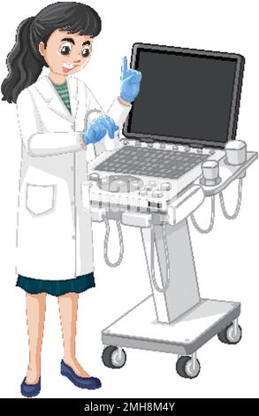 Doctor using ultrasound scanning machine illustration Stock Vector ...