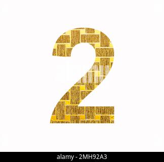 Number 2 - Digit two in textured silver shiny paper Stock Photo - Alamy