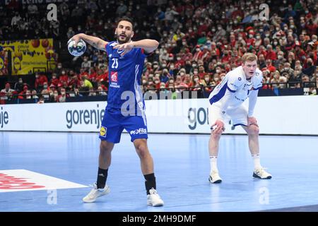 Hugo Descat (France) against Iceland. EHF Euro 2022. Main Round Stock ...