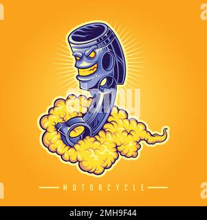 Angry engine piston racing logo mascot silhouette vector illustrations ...