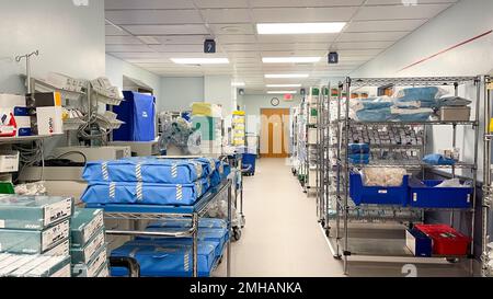 Hospital Setting operating room hallway hospital bed and machines Stock ...