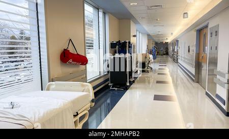 Hospital Setting operating room hallway hospital bed and machines Stock ...
