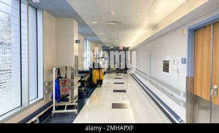 Hospital Setting operating room hallway hospital bed and machines Stock ...