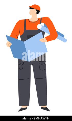 engineer builder worker with building vector illustration design Stock ...