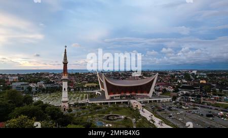 Aerial view of The Great Mosque of West Sumatera, the biggest mosque in ...