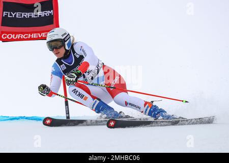 Switzerland's Andrea Ellenberger competes during an alpine ski, women's ...