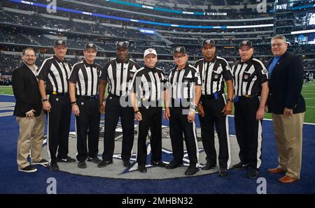 NFL officials Ruben Fowler, left, and Tom Stephan pose for a portrait ...