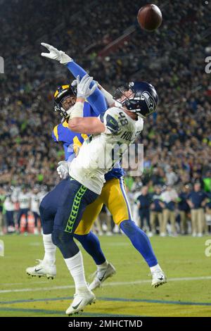 Los Angeles Rams linebacker Jacob Hummel (59) participates in drills at ...