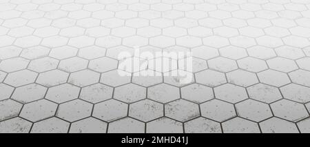 Vanishing perspective concrete block pavement vector background with texture. Tile floor surface ...