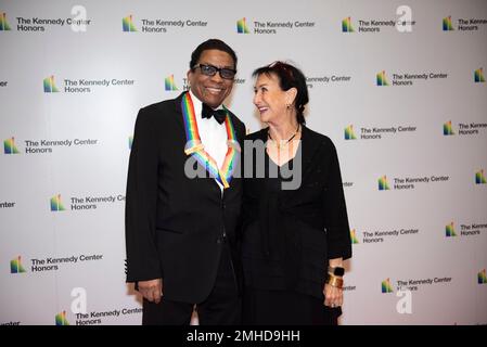 Herbie Hancock and his wife, Gigi Hancock, arrive for the formal Artist ...