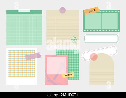 Highteen concept notes and stickers for diary Stock Photo - Alamy