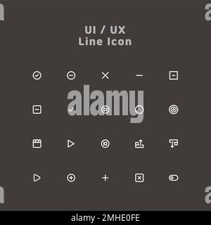 Simple white minimal line ui ux icon set Stock Photo - Alamy
