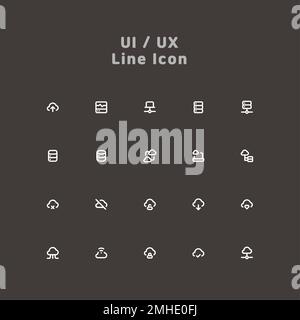 Simple white minimal line ui ux icon set Stock Photo - Alamy