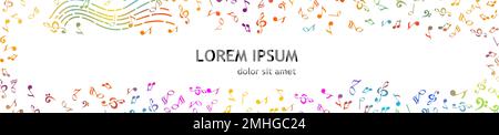 music notes and birds horizontal frame background. Vector illustration ...