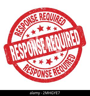 RESPONSE REQUIRED text written on blue zig-zag stamp sign Stock Photo ...