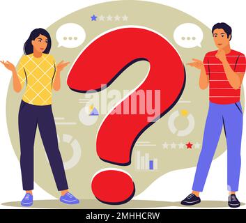 Frequently asked questions concept. Vector of young people a ...