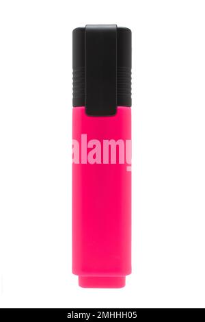 Pink highlighter pen on white background Stock Photo - Alamy