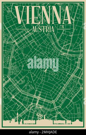 Road network poster of the downtown VIENNA, AUSTRIA Stock Vector Image ...