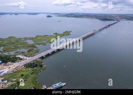 Magufuli bridge building progress. Kigongo–Busisi, Mwanza Gulf crossing ...