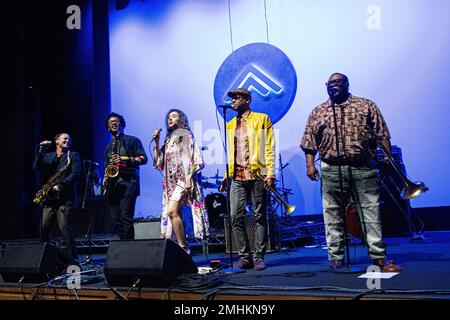Clint Maedgen, from left, Sly5thAve, Branden Lewis and Ronnell Johnson ...