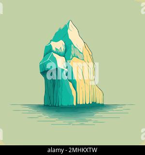 Illustration of giant ice mass iceberg floating on the ocean Stock ...